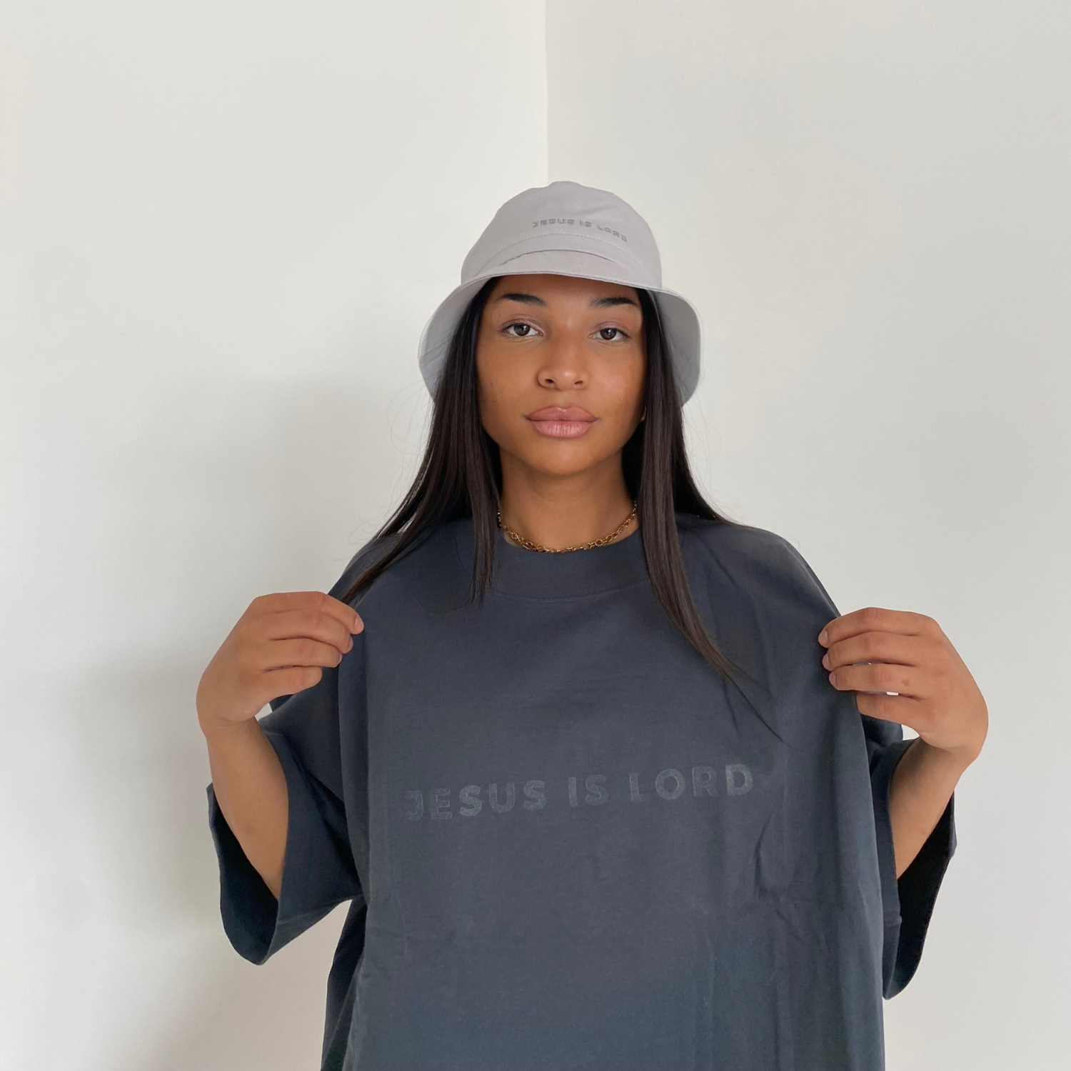 JESUS IS LORD GREIGE BUCKET HAT